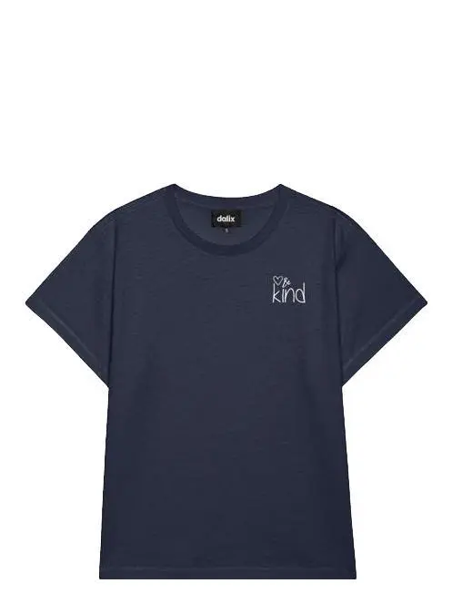 DALIX Be Kind High Waisted Tee - Navy