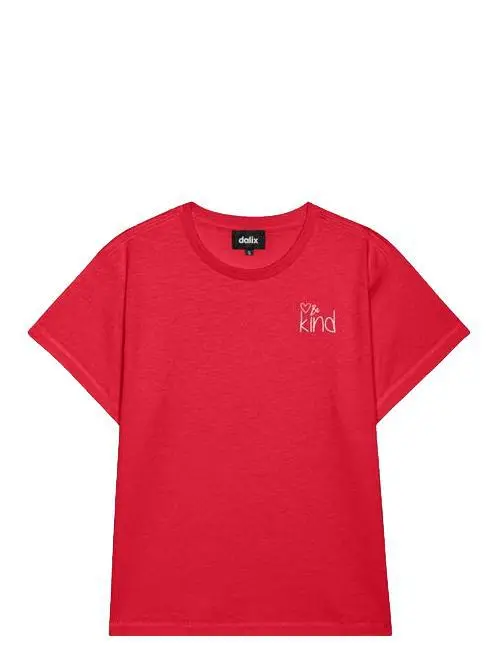 DALIX Be Kind High Waisted Tee - Team Red