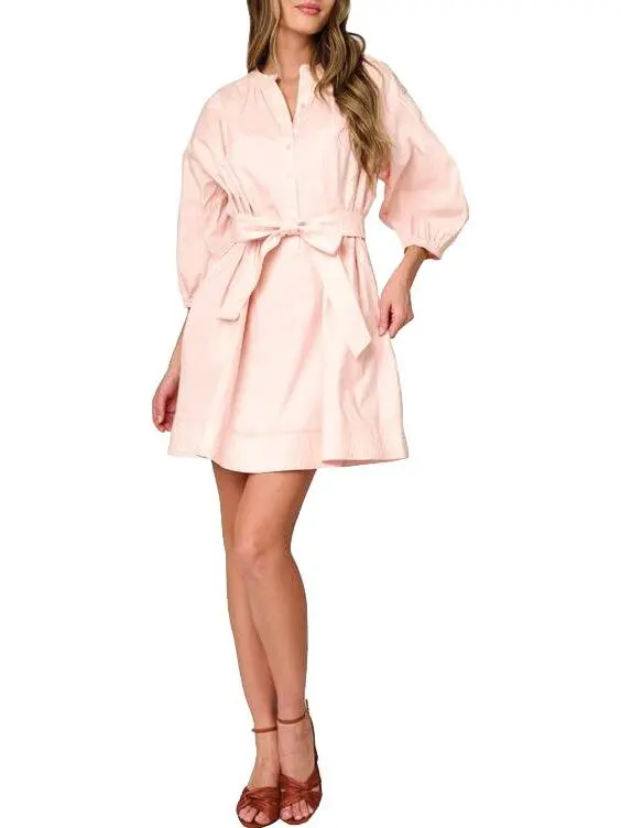GIBSONLOOK Ambition Belted Cotton Shirtdress - Pearl Blush