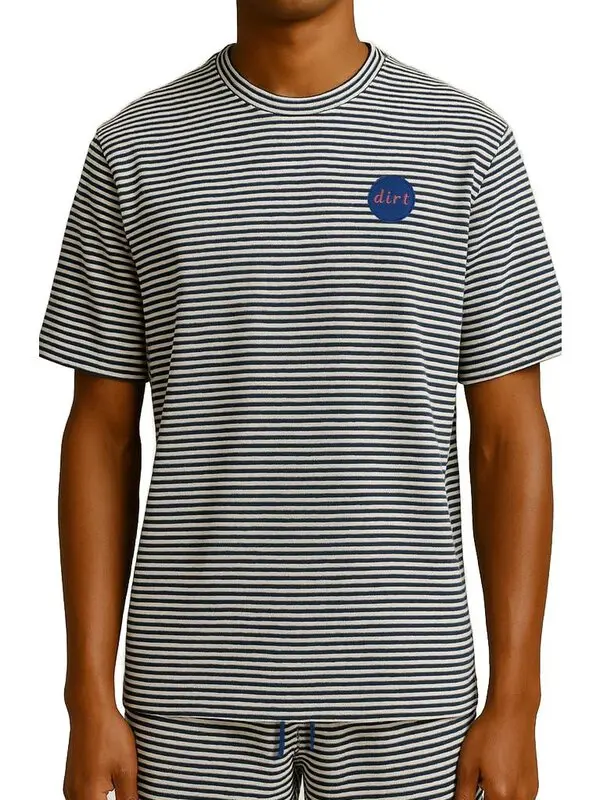 D.RT Vacay Stripe Lyocell & Linen Blend T-shirt - Blue/ White