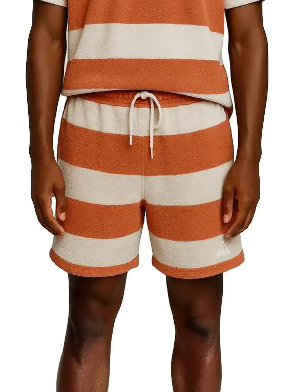 D.RT Stripe Cotton Terry Shorts - White / Pink
