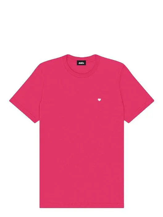 DALIX Lil Heart Midweight Cotton Tee - Fuchsia