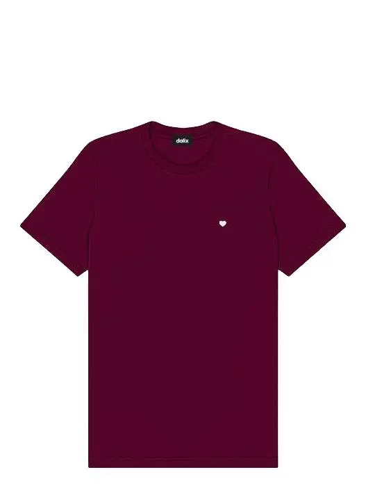 DALIX Lil Heart Midweight Cotton Tee - Maroon