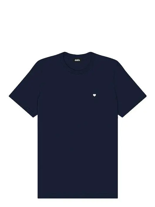 DALIX Lil Heart Midweight Cotton Tee - Navy Blue