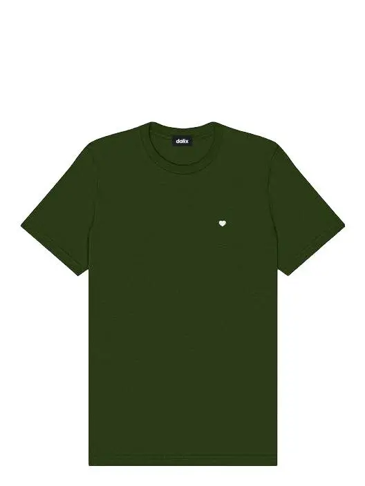 DALIX Lil Heart Midweight Cotton Tee - Olive