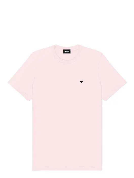 DALIX Lil Heart Midweight Cotton Tee - Soft Pink
