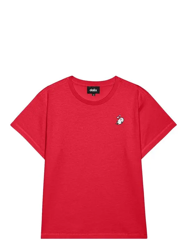 DALIX Heartly Ghost High Waisted Tee - Team Red