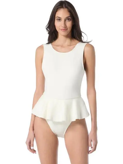 Vince Camuto Scuba Knit Skirted One Piece Swimsuit - Ivory