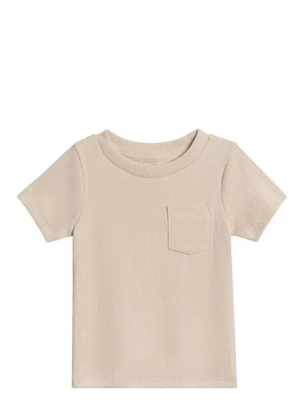 COLORED ORGANICS Lou Organic Ribbed Short Sleeve Pocket Tee - Oat