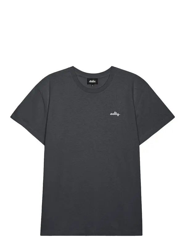 DALIX Salty Embroidered Everyday Tee - Cool Gray