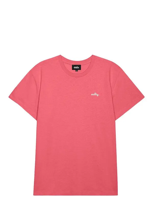 DALIX Salty Embroidered Everyday Tee - Coral