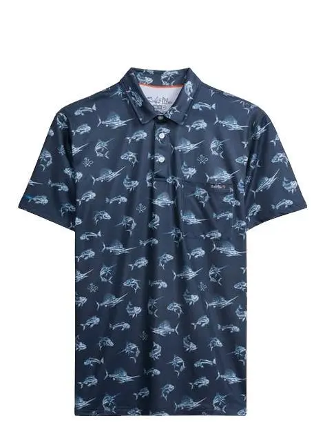 SALT LIFE Fish N' Bones Americana Polo - Navy