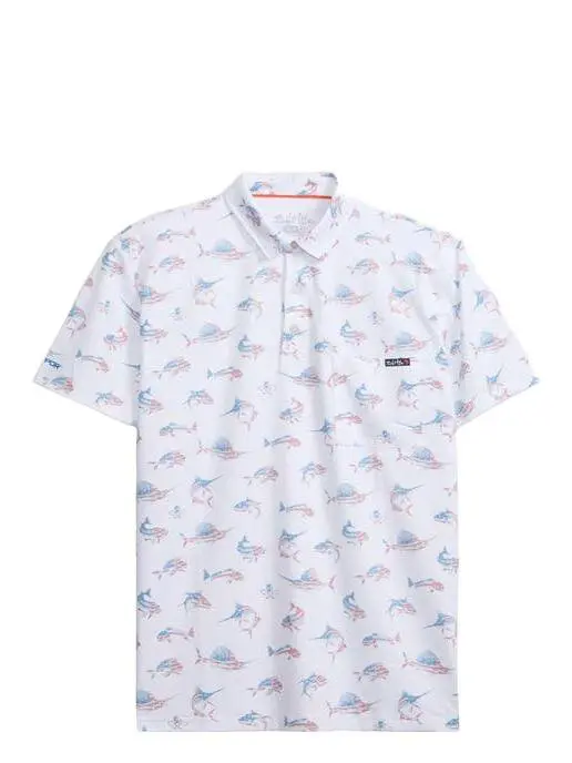 SALT LIFE Fish N' Bones Americana Polo - White