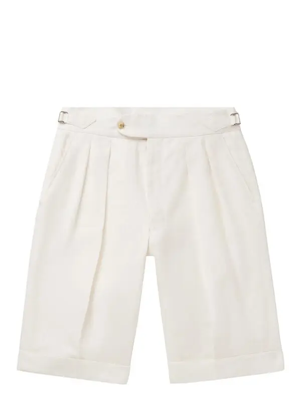 Richard James Straight-leg Pleated Linen Shorts - White