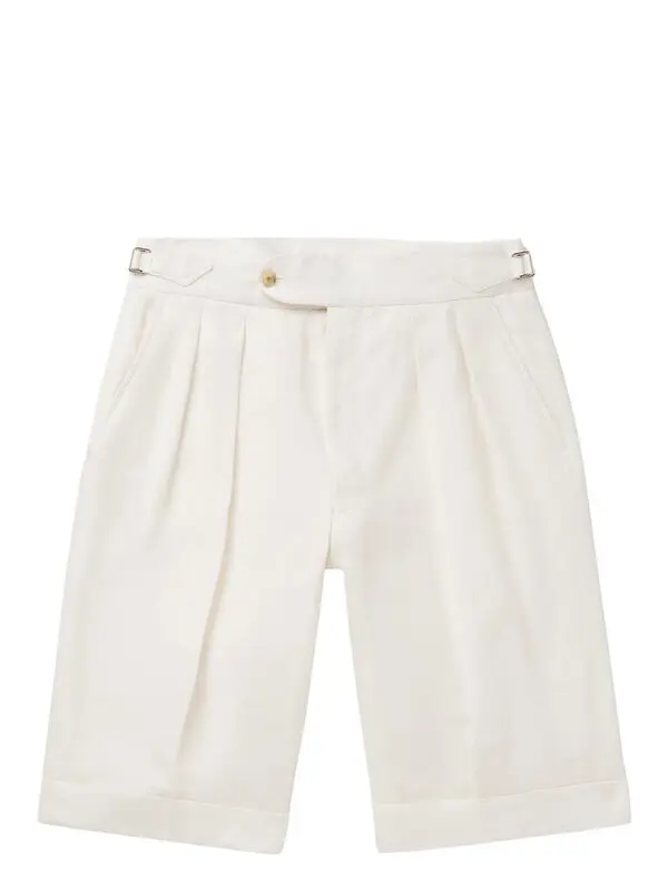 Richard James Straight-leg Pleated Linen Shorts - White