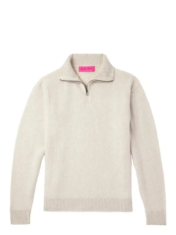 THE ELDER STATESMAN Cashmere Half-zip Sweater - White