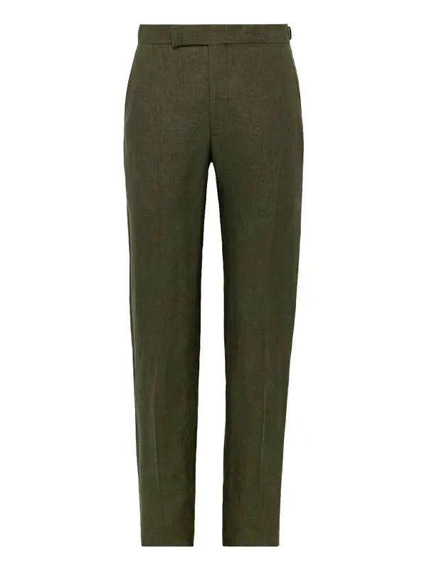 Richard James Chapman Slim-fit Straight-leg Suit Trousers - Green