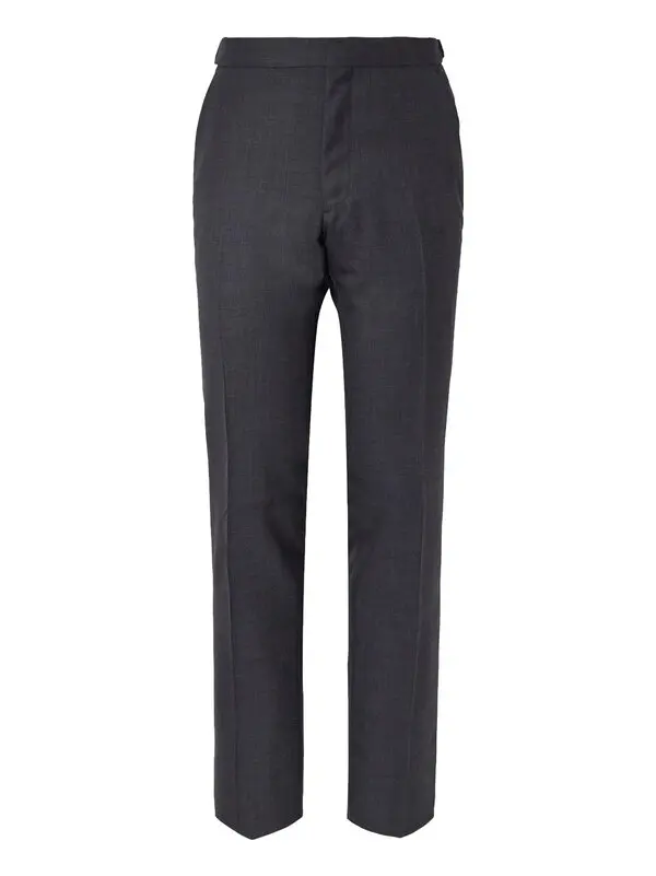 TOM FORD Shelton Straight-leg Wool-flannel Trousers - Gray