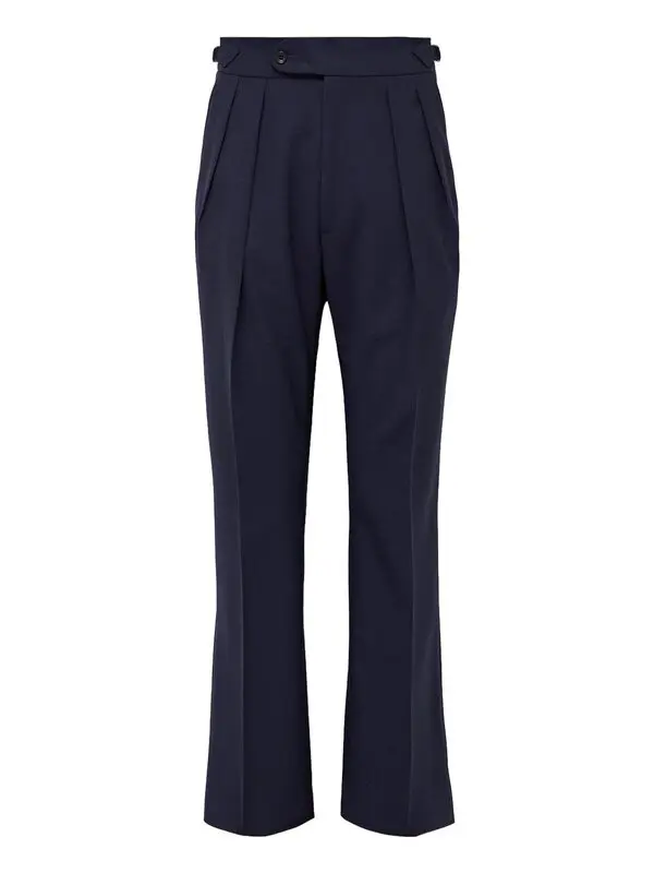 Richard James Hepworth Slim-fit Pleated Wool-crepe Suit Trousers - Blue