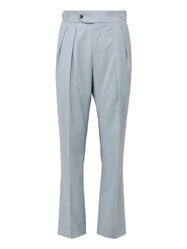 Richard James Hepworth Slim-fit Pleated Wool Suit Trousers - Blue