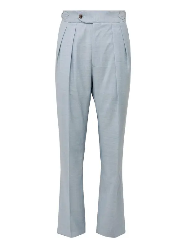 Richard James Hepworth Slim-fit Pleated Wool Trousers - Blue