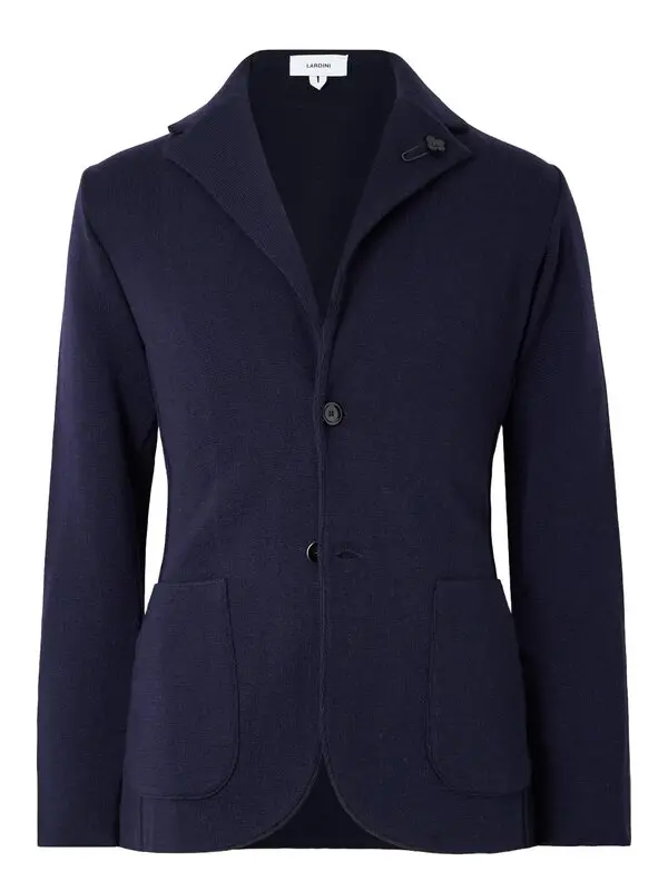 LARDINI Knitted Virgin Wool Blazer - Blue