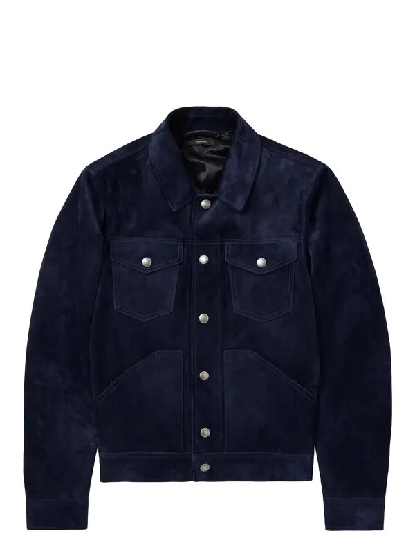 TOM FORD Slim-fit Suede Trucker Jacket - Blue