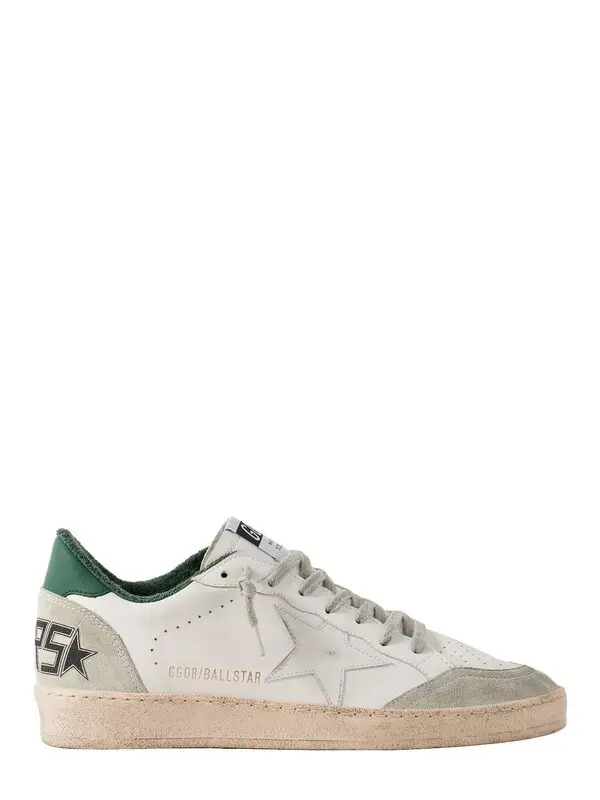 Golden Goose Ball Star Distressed Leather Sneakers - White