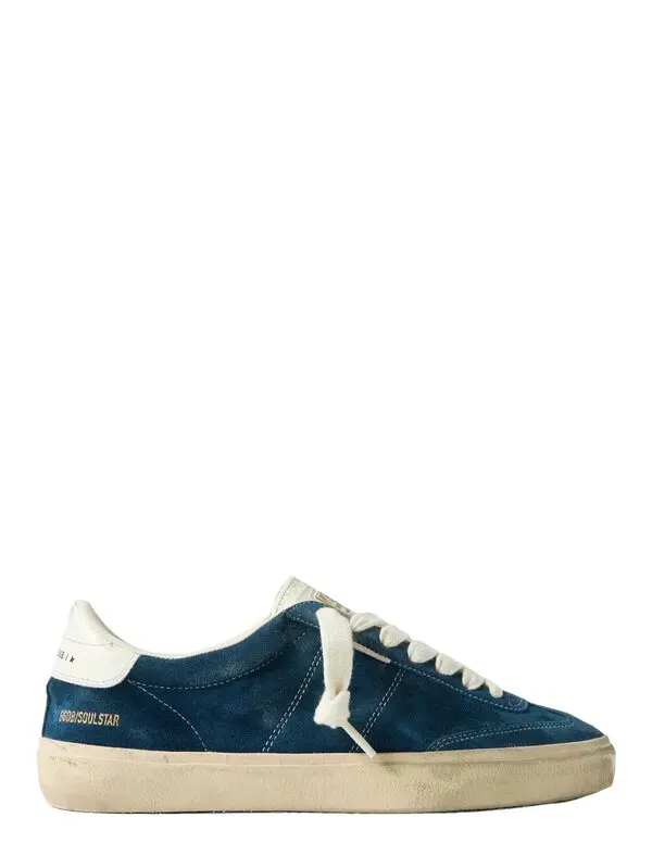 Golden Goose Soul-star Distressed Suede Sneakers - Blue