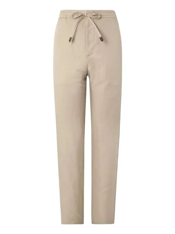 Canali Linen And Silk-blend Trousers - Neutrals