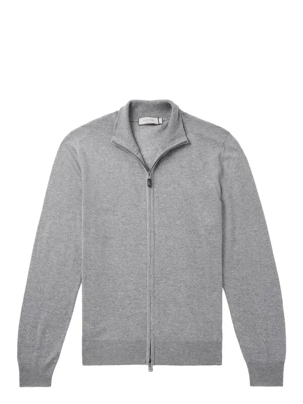 Canali Wool Zip-up Cardigan - Gray