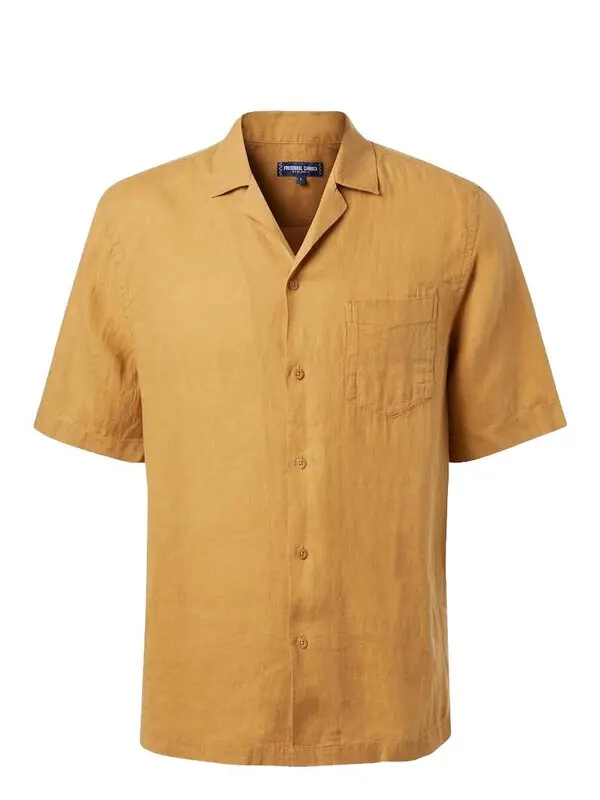 Frescobol Carioca Angelo Linen Bowling Shirt - Brown