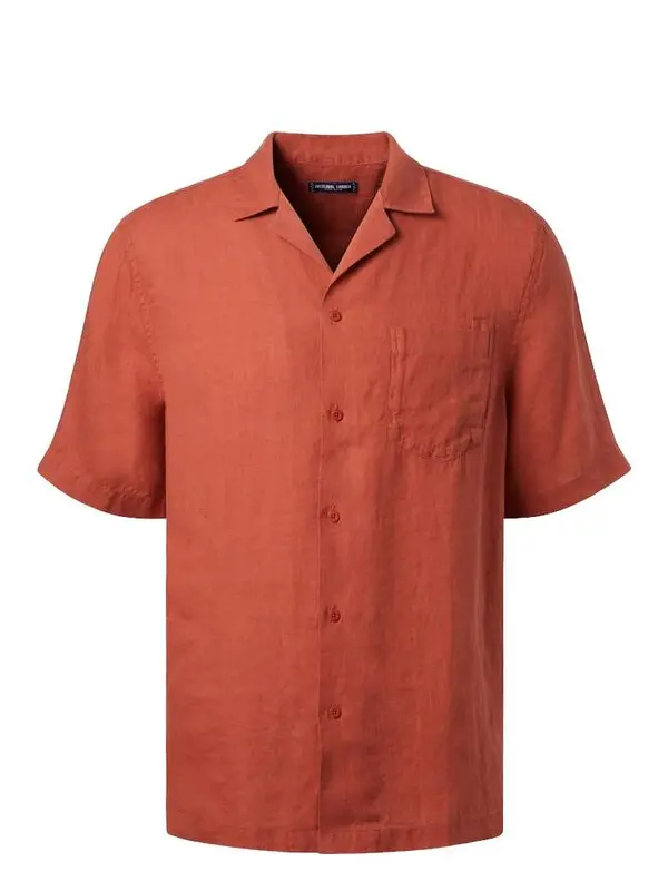 Frescobol Carioca Angelo Linen Bowling Shirt - Red