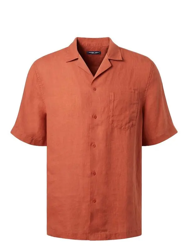 Frescobol Carioca Angelo Linen Bowling Shirt - Red