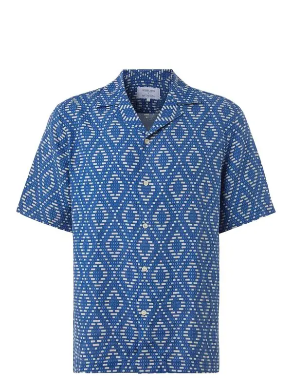 Frescobol Carioca Roberto Printed Linen Shirt - Blue