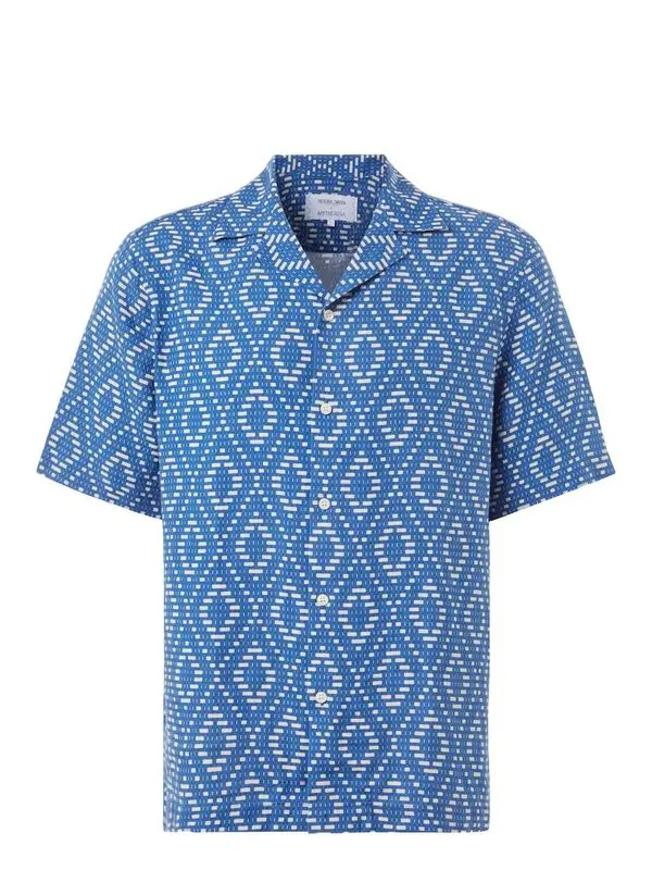 Frescobol Carioca Roberto Printed Linen Shirt - Blue