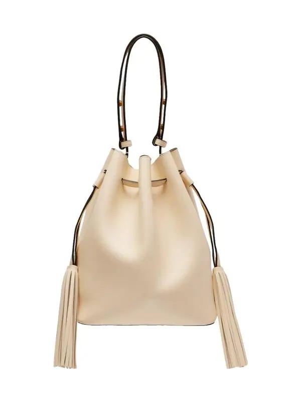 Valentino Garavani So Seau Leather Bucket Bag - Beige