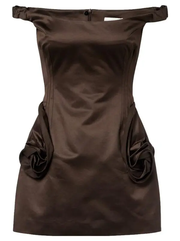 Magda Butrym Floral-appliqué Cotton Corset Mini Dress - Brown