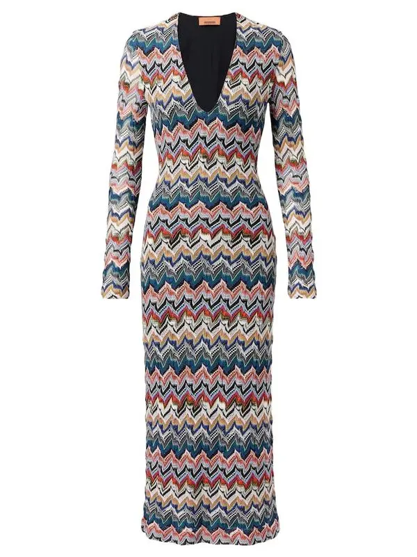 Missoni Zigzag Lame Midi Dress - Multicoloured