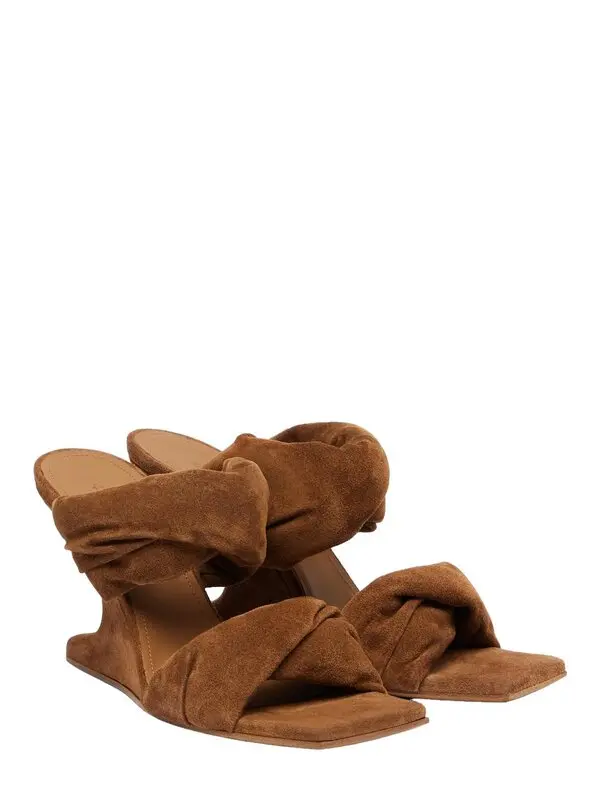 Rick Owens Twisted Cantilever 80 Suede Mules - Brown