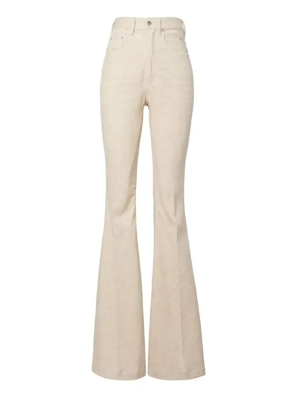 Rick Owens Bolan Cotton And Linen Bootcut Jeans - Beige