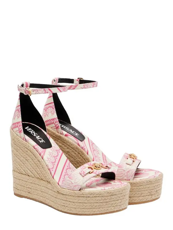 Versace Medusa '95 Leather Espadrille Wedges - Multicoloured