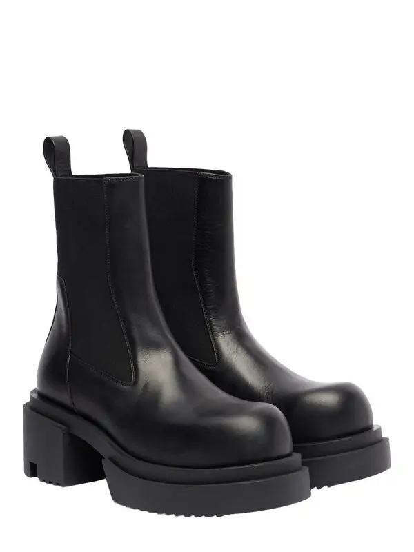 Rick Owens Beatle Leather Platform Chelsea Boots - Black