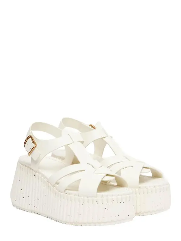Chloé Nama 80 Leather Platform Sandals - White