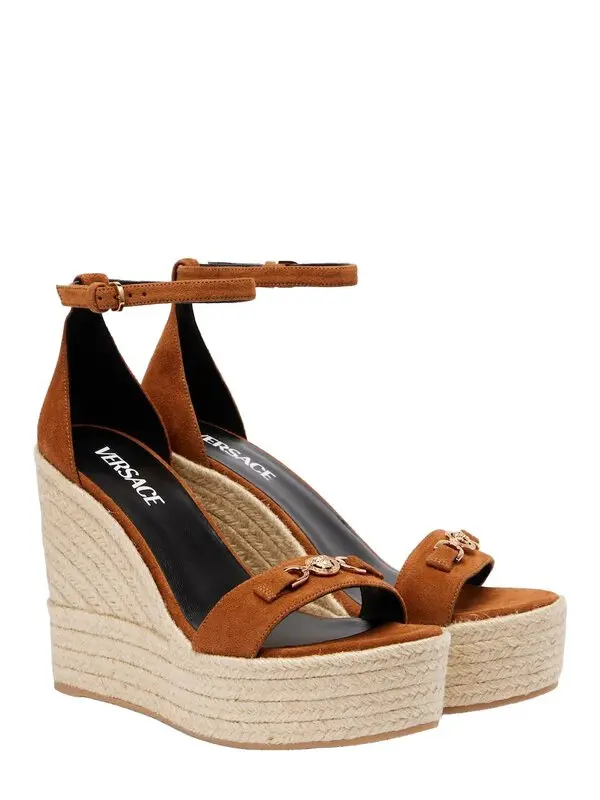 Versace Medusa '95 Suede Espadrille Wedges - Neutrals
