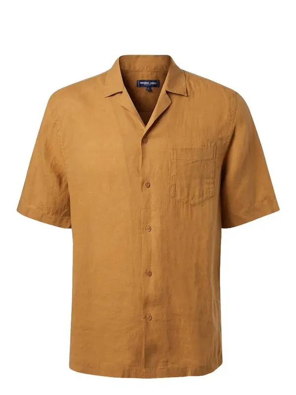 Frescobol Carioca Angelo Linen Bowling Shirt - Brown
