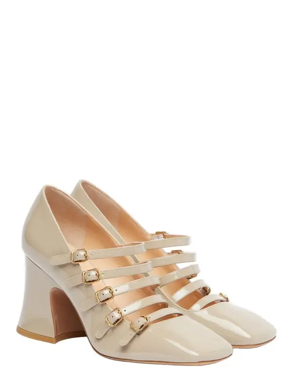 Chloé Janis 80 Patent Leather Mary Jane Pumps - Beige