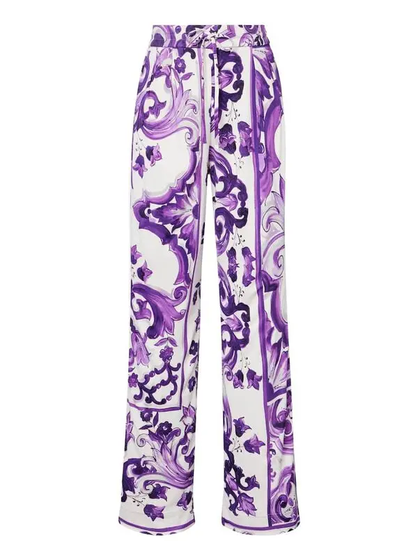 Dolce & Gabbana Majolica Print Wide-leg Pants - Purple