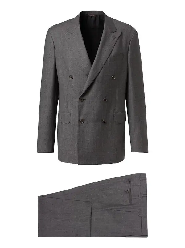 Canali Double-breasted Wool Suit - Grey