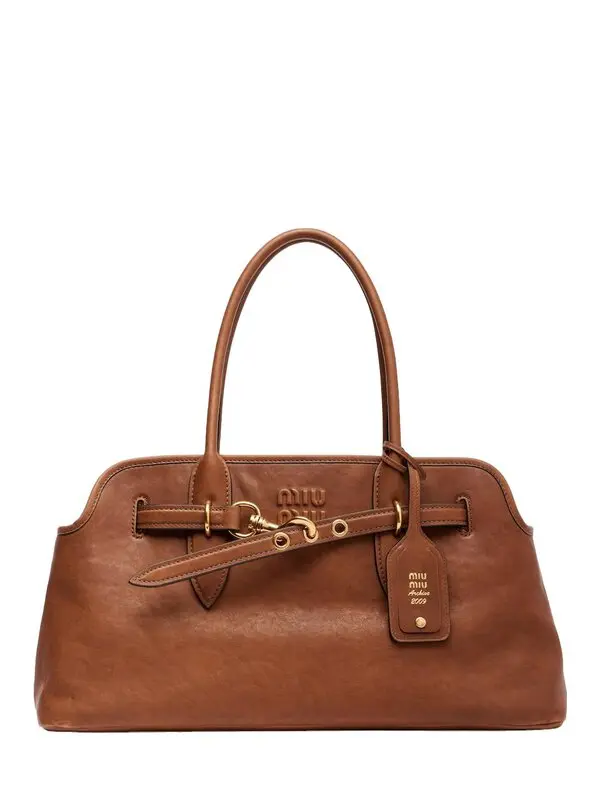 Miu Miu Aventure Large Leather Tote - Brown